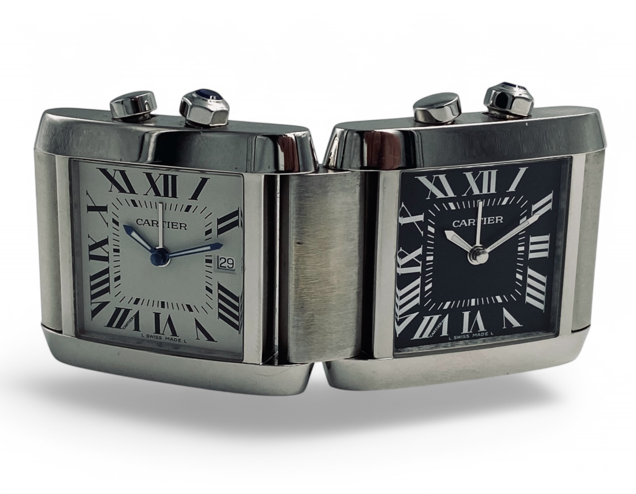 Cartier Tank Francaise Folding Dual-Time Desk/Travel Clock Ref. 2945 ...